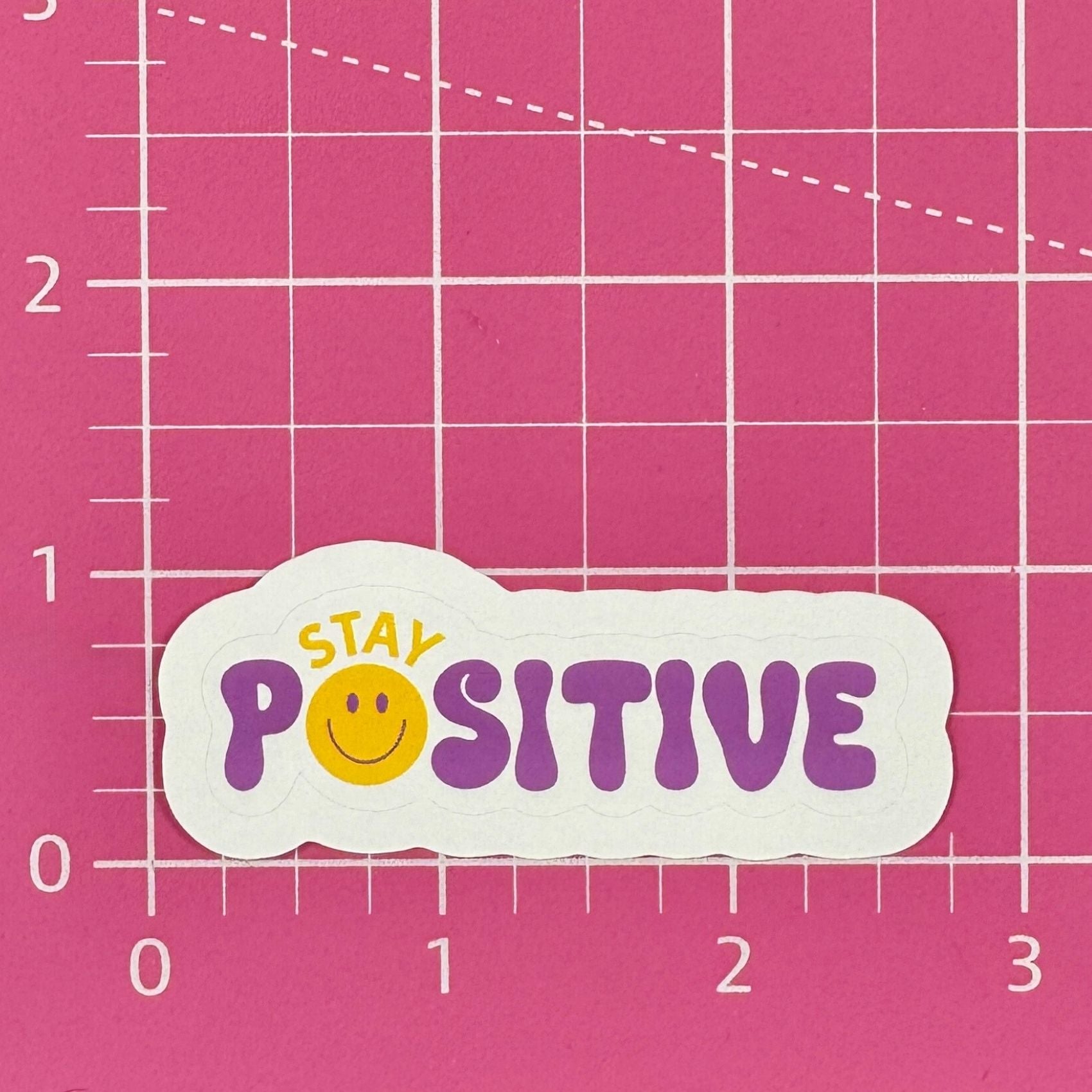 Stay Positive Sticker – Purple Smiley Face Motivational Vinyl Stickers ...