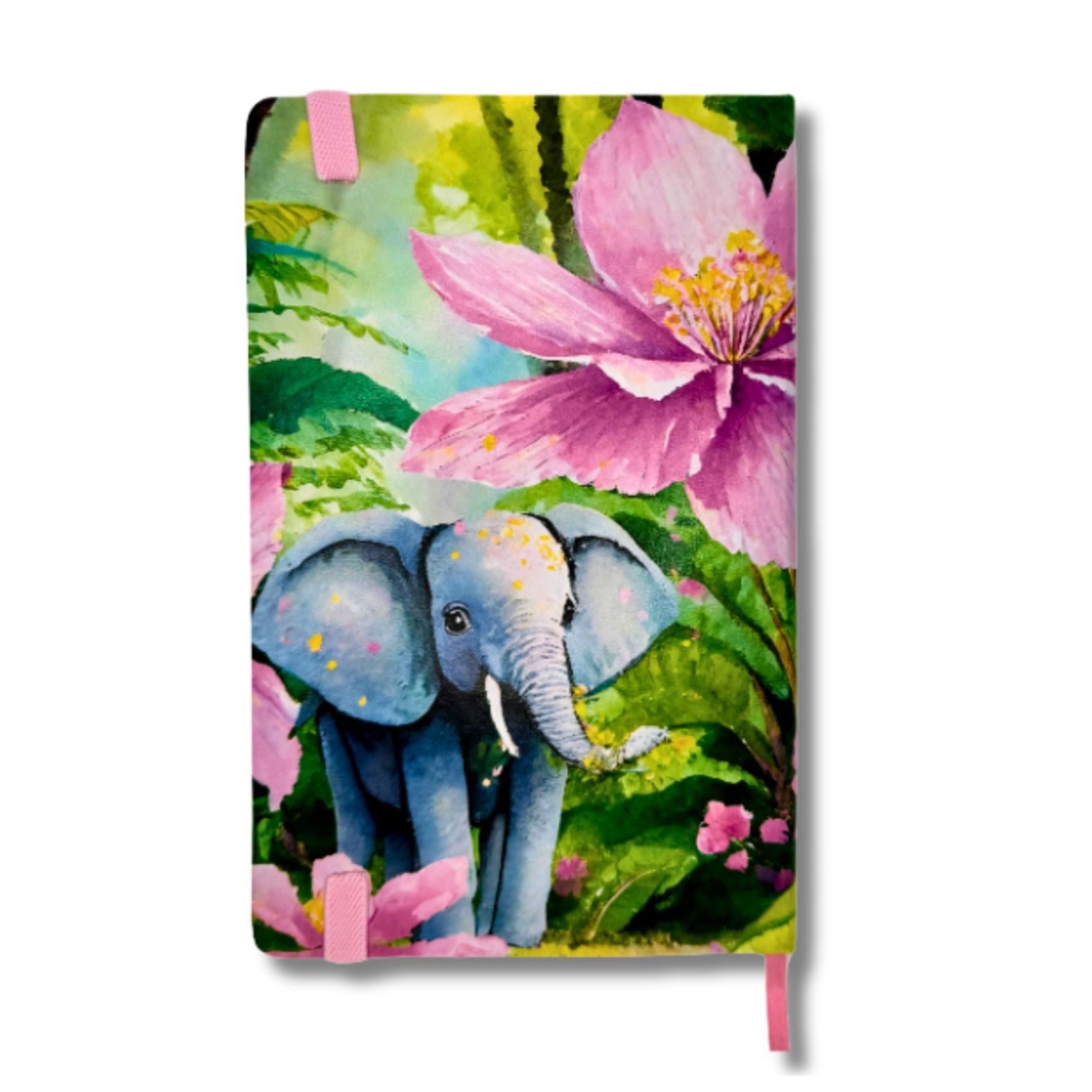 A5 Dotted Journal – Pink & Green Elephant Notebook, Vegan Leather ...